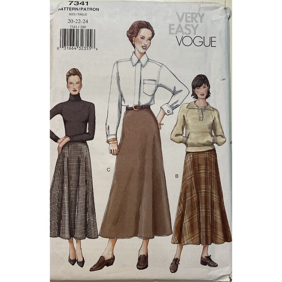 Vogue | Office | Vintage 99s Very Easy Vogue 7341 Aline Flared Skirt ...